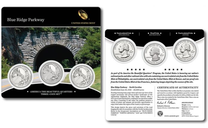 Three-Coin Set of 2015 Blue Ridge Parkway Quarters | CoinNews