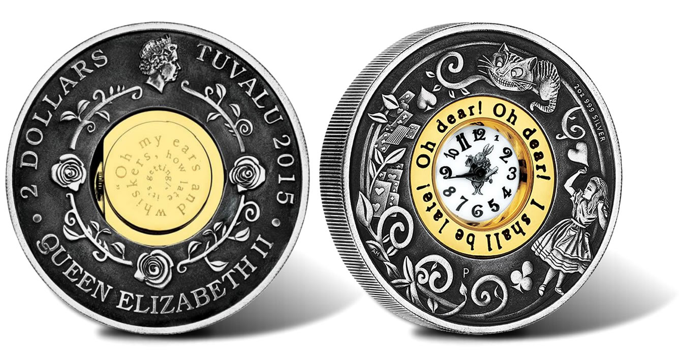 2015 Antiqued Clock Coin Depicts Alice's Adventures | CoinNews