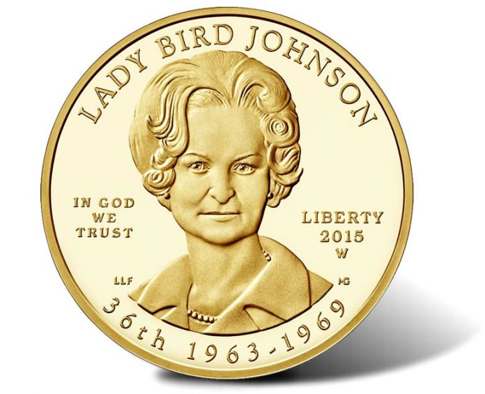 2015 Lady Bird Johnson First Spouse Gold Coins Launch | CoinNews