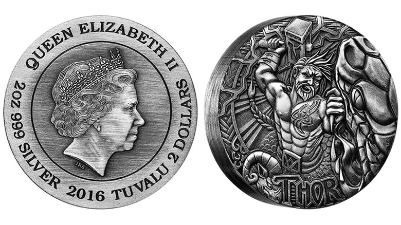 2016 Thor Antiqued 2 Oz Silver Coin in High Relief | CoinNews
