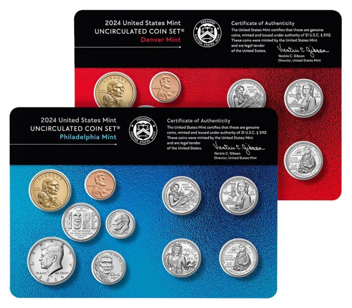 US Mint Launches 2024 Uncirculated Set with 20 Coins