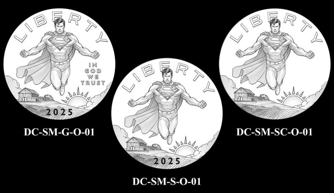 US Mint Candidate Designs for 2025 Superman Coin and Medals