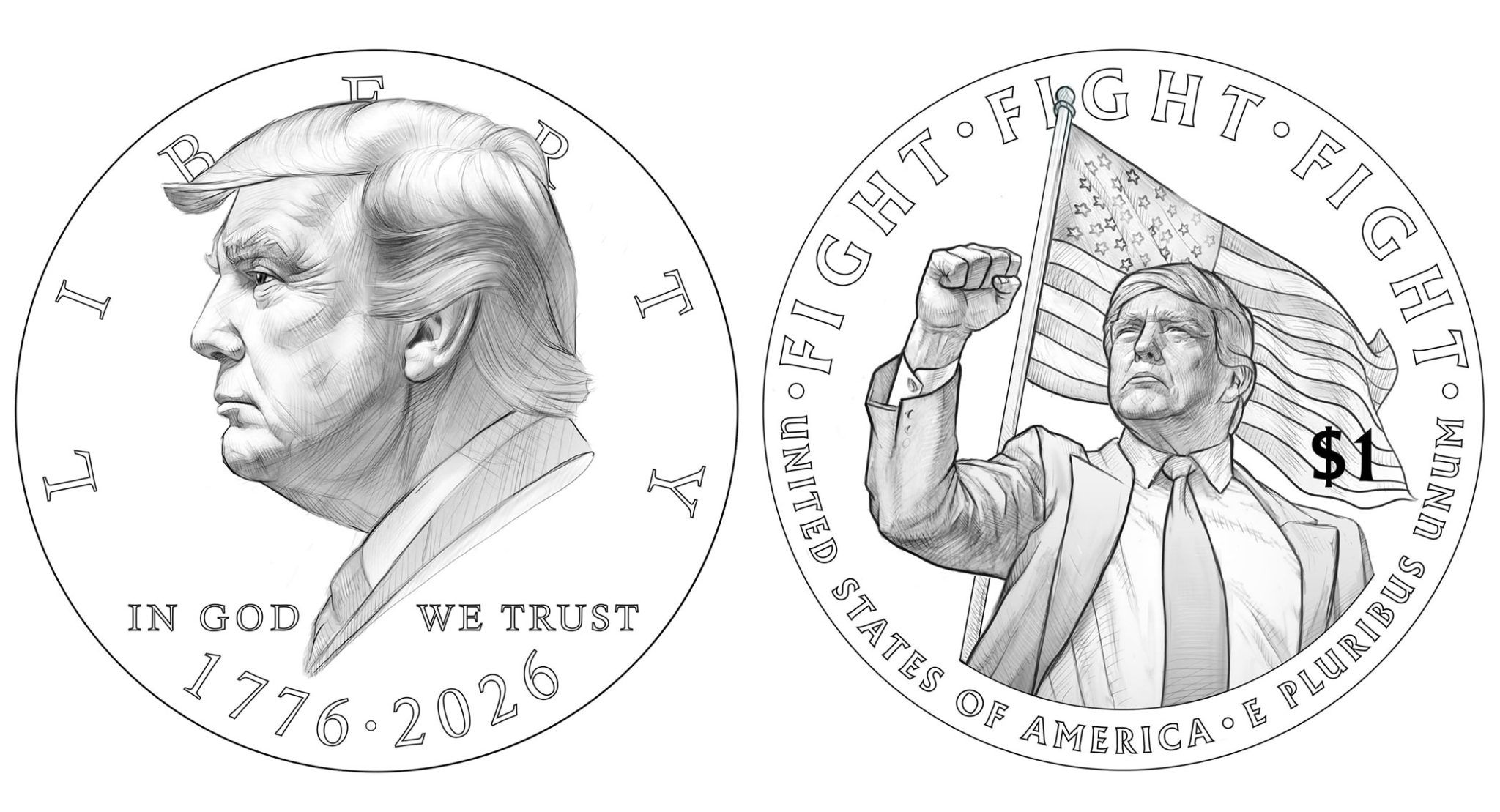 Treasury Unveils Draft Trump $1 Coin for Semiquincentennial