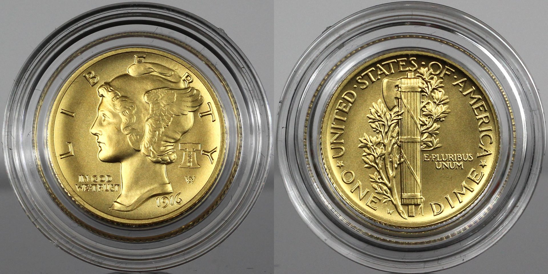 Best of the Mint 1916 Mercury Dime Gold Coin – Obverses and Reverses ...